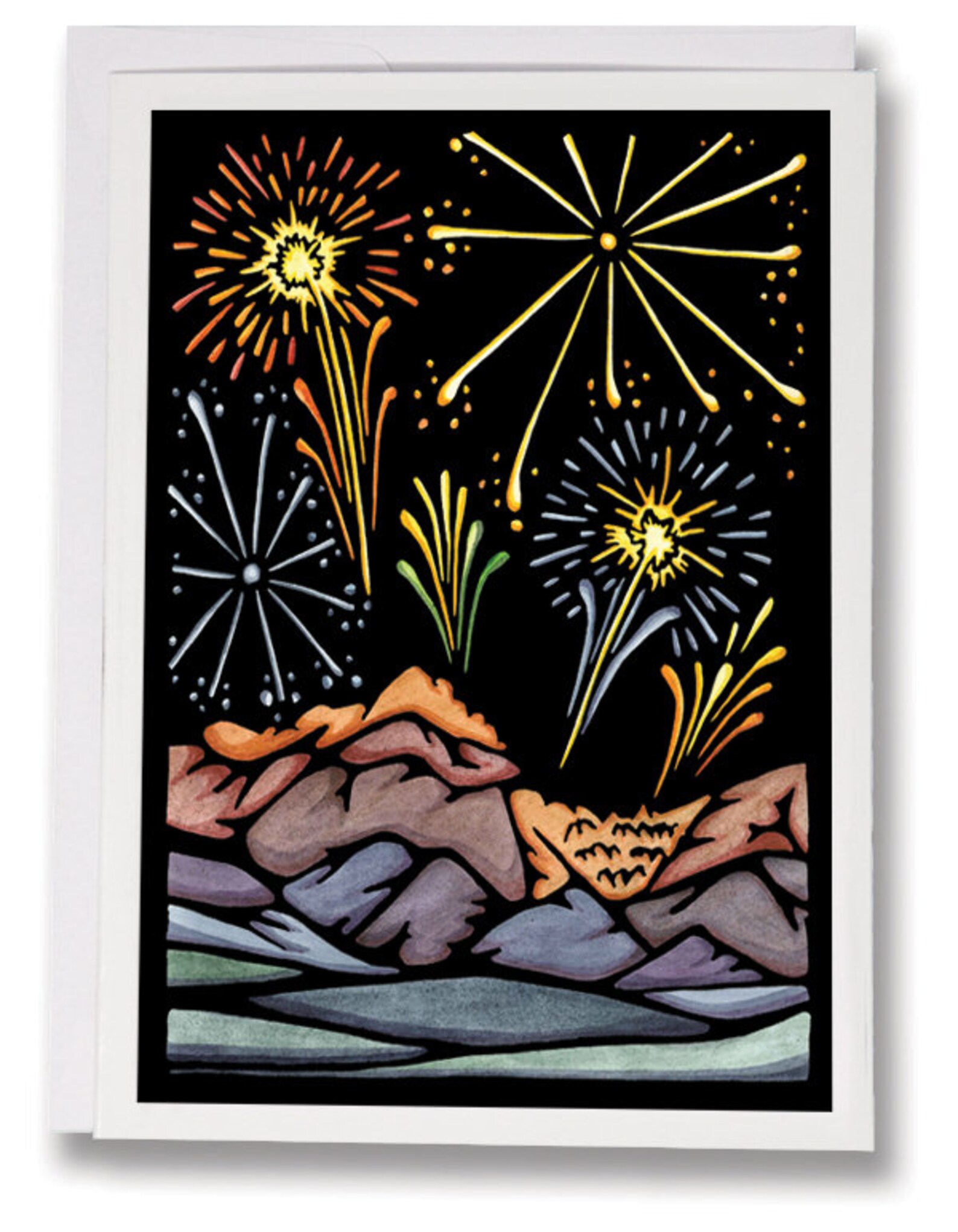 Blank Greeting Card: Fireworks by Sarah Angst Art 319 - Etsy