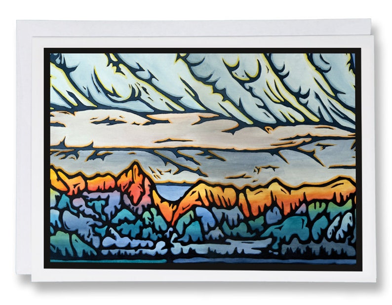 Blank Greeting Card: Alpenglow Mountains by Sarah Angst Art - 206 - Etsy