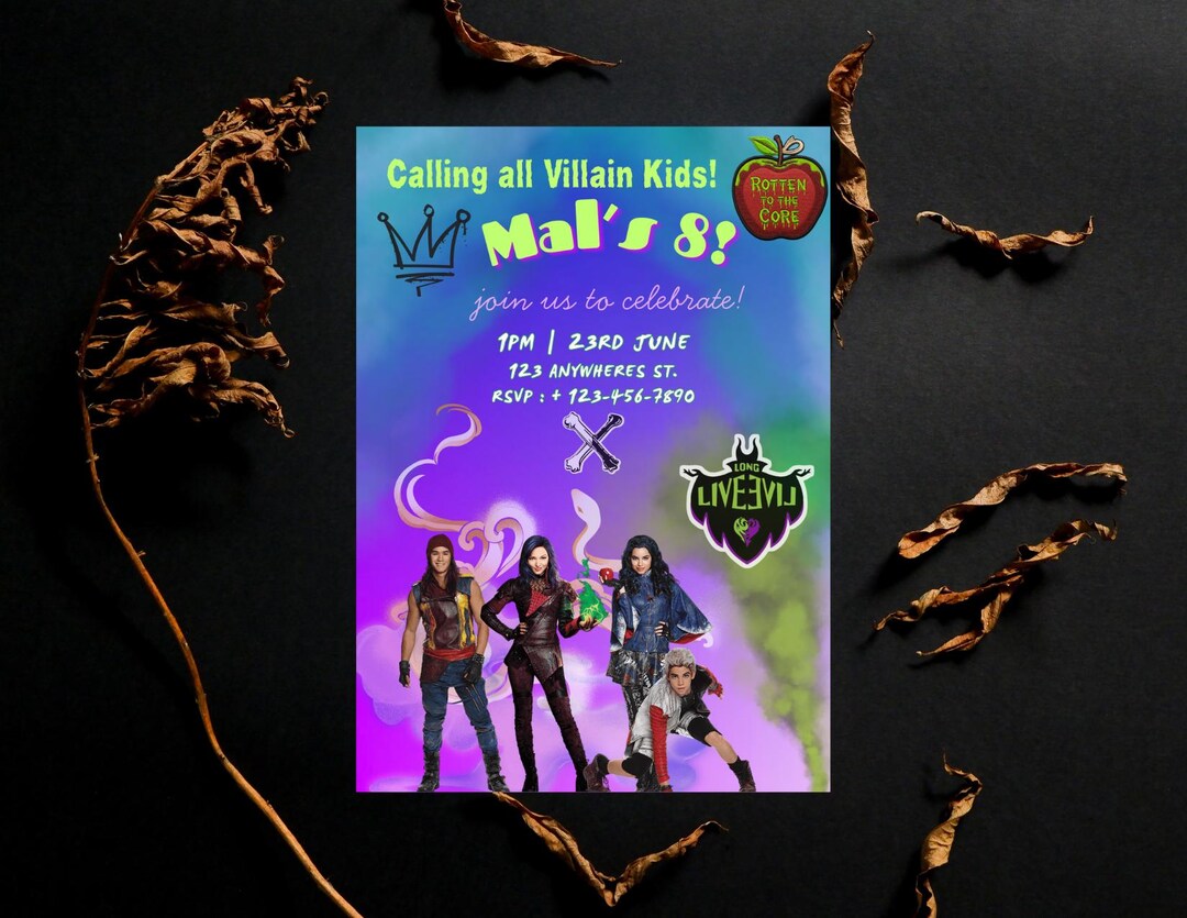 Editable Descendants Birthday Invitation | Magical Villain Kids Party ...