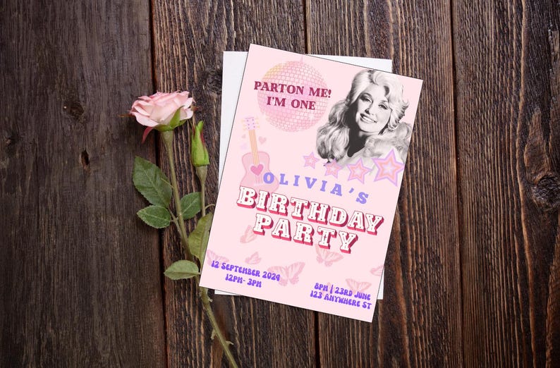 Dolly Parton Inspired Birthday Invitation | Retro Glam Printable Invite ...