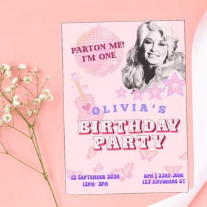 Dolly Parton Inspired Birthday Invitation | Retro Glam Printable Invite ...