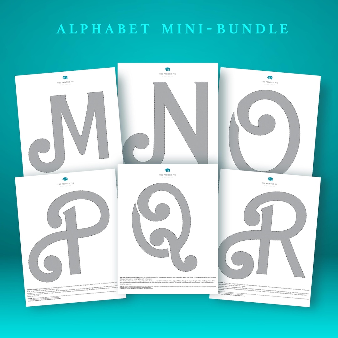 Pumpkin Stencil Alphabet M-R: DIY Carving Templates (PDF Download) - Etsy