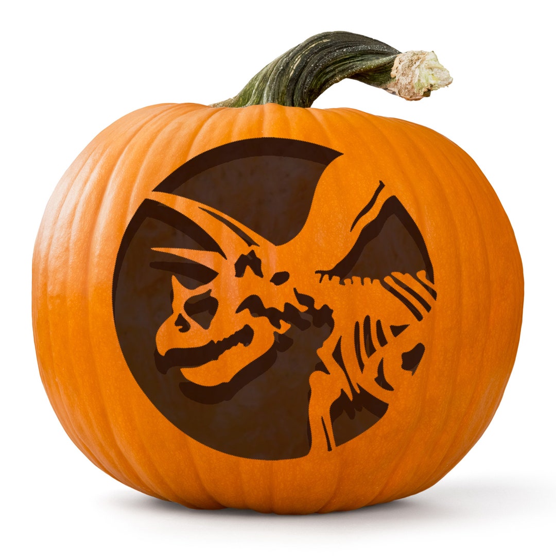 Triceratops Fossil Silhouette Printable Pumpkin Carving Pattern ...