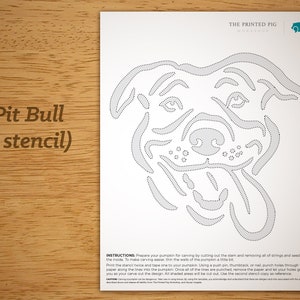 Printable Pumpkin Carving Pattern: Pit Bull, American Bulldog, Happy ...