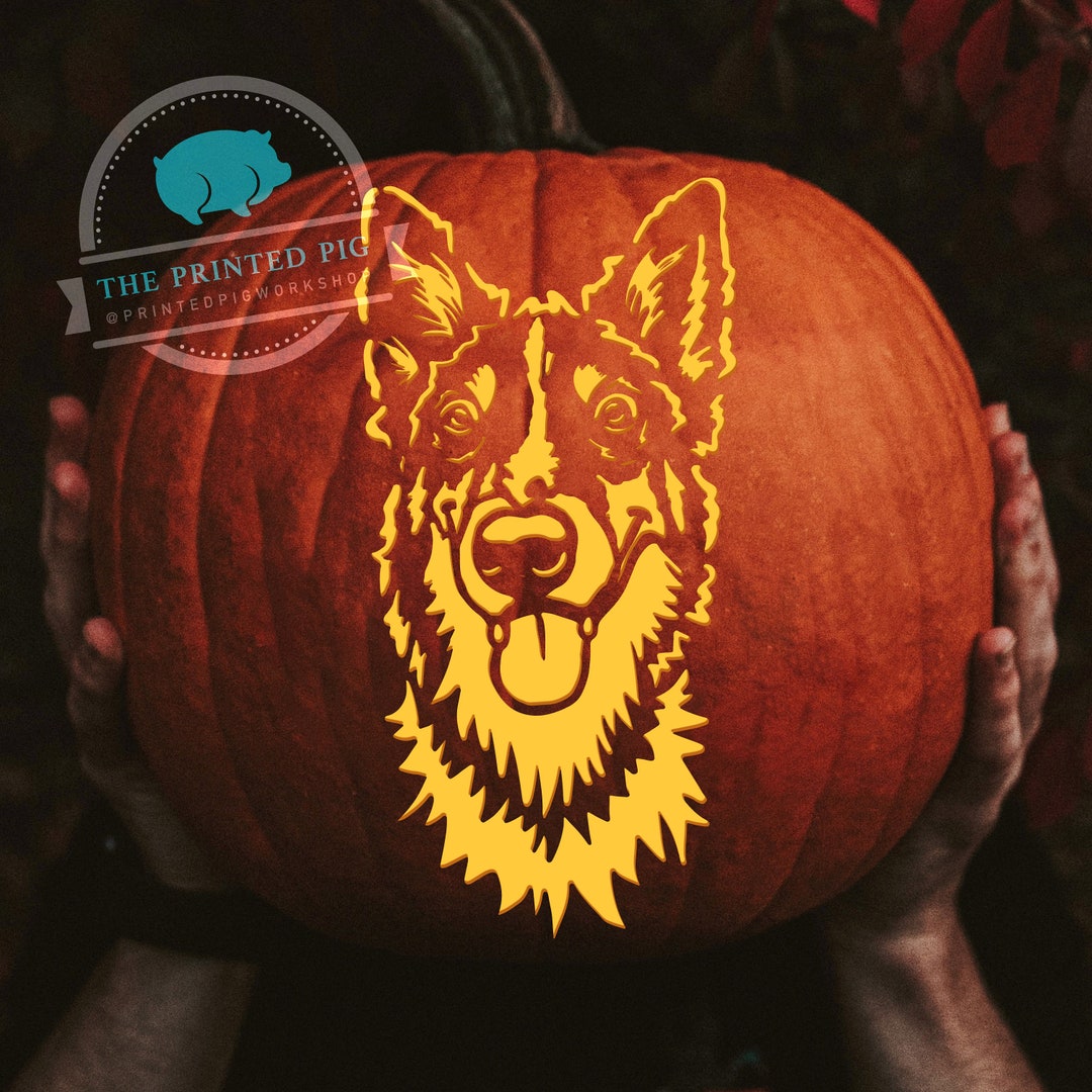 Printable Pumpkin Carving Pattern: German Shepherd Detailed - Etsy