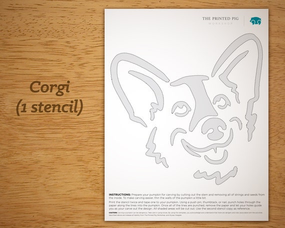 Printable Pumpkin Carving Pattern: Corgi | Etsy
