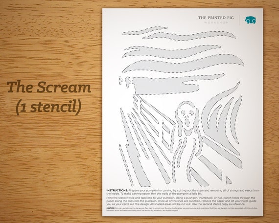 Printable Pumpkin Carving Pattern: the Scream by Edvard Munch - Etsy