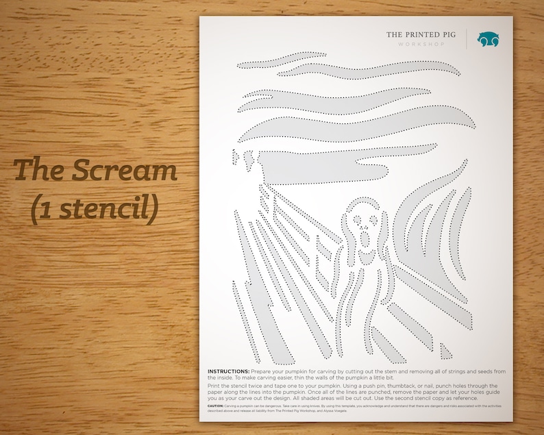 Printable Pumpkin Carving Pattern: the Scream by Edvard Munch, Art - Etsy