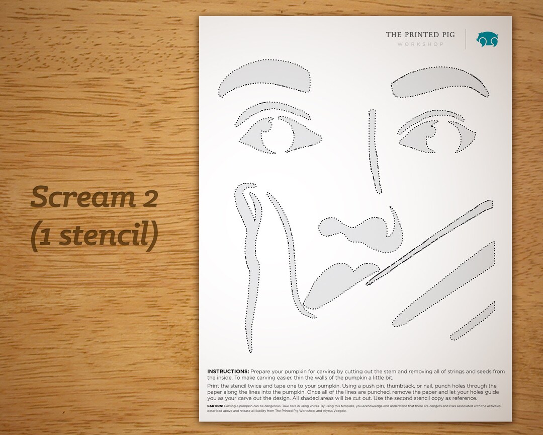 Printable Pumpkin Carving Pattern: Scream Woman, Fear - Etsy