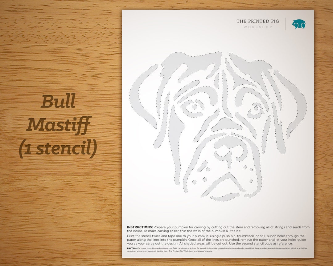 Printable Pumpkin Carving Pattern: Bull Mastiff Pup - Etsy