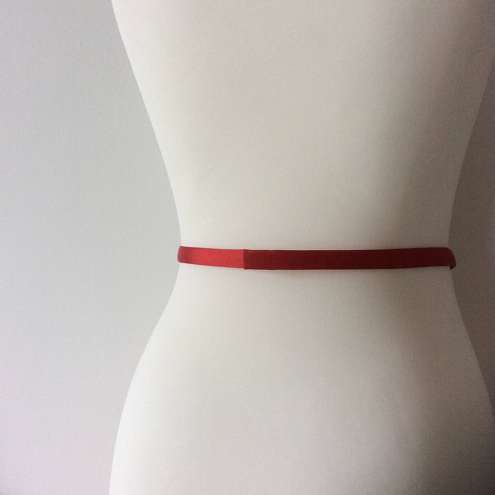 Simple red belt skinny wedding belt thin bridal belt for a | Etsy