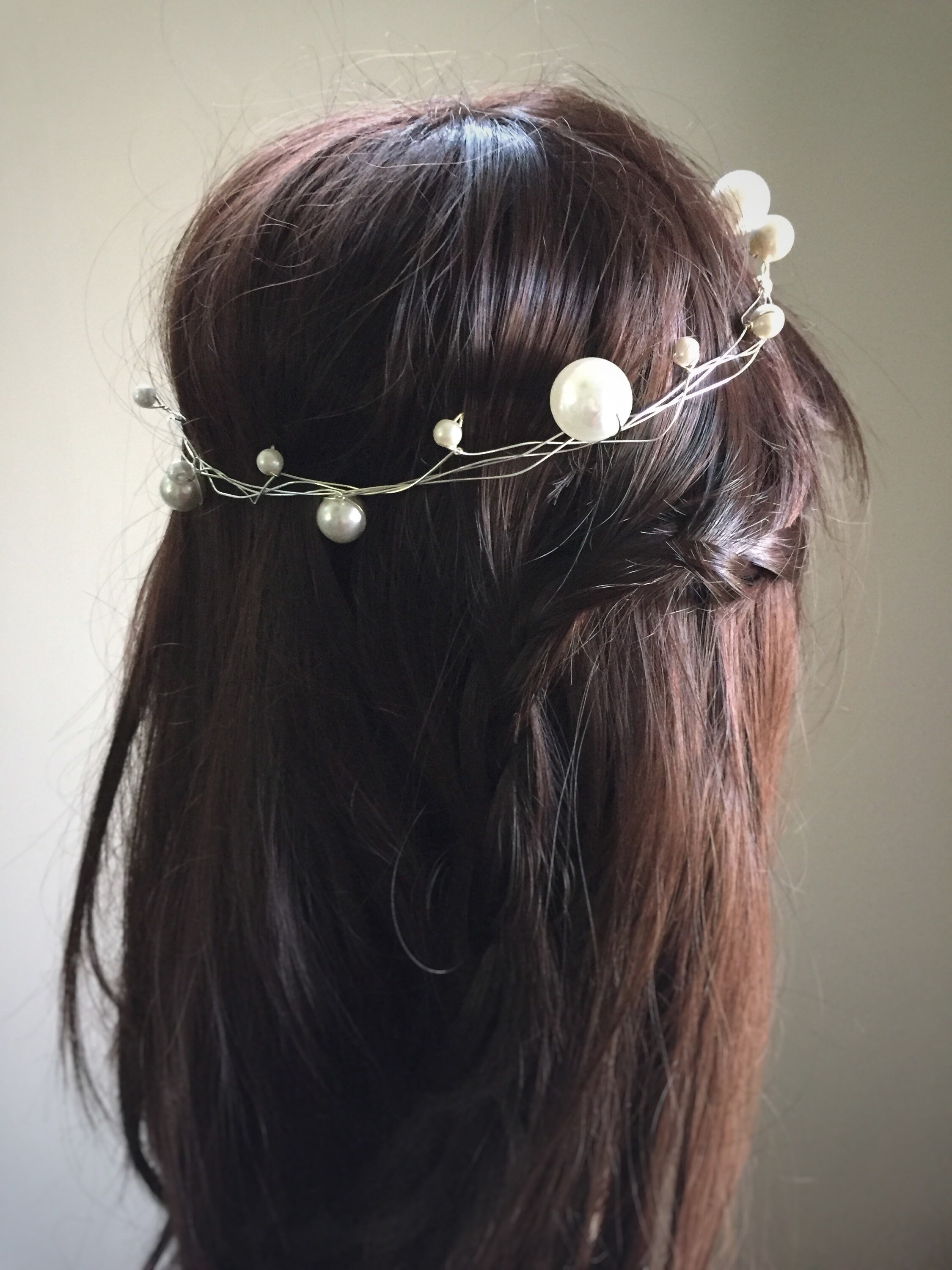Giant pearls hair wreath oversized pearls bridal hair | Etsy