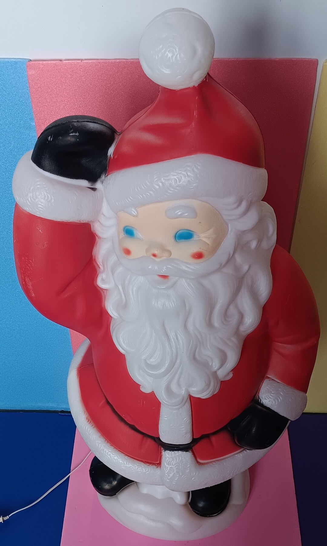 Mid Century Plastic Santa Claus Light up Blow Mold, Vintage Christmas ...