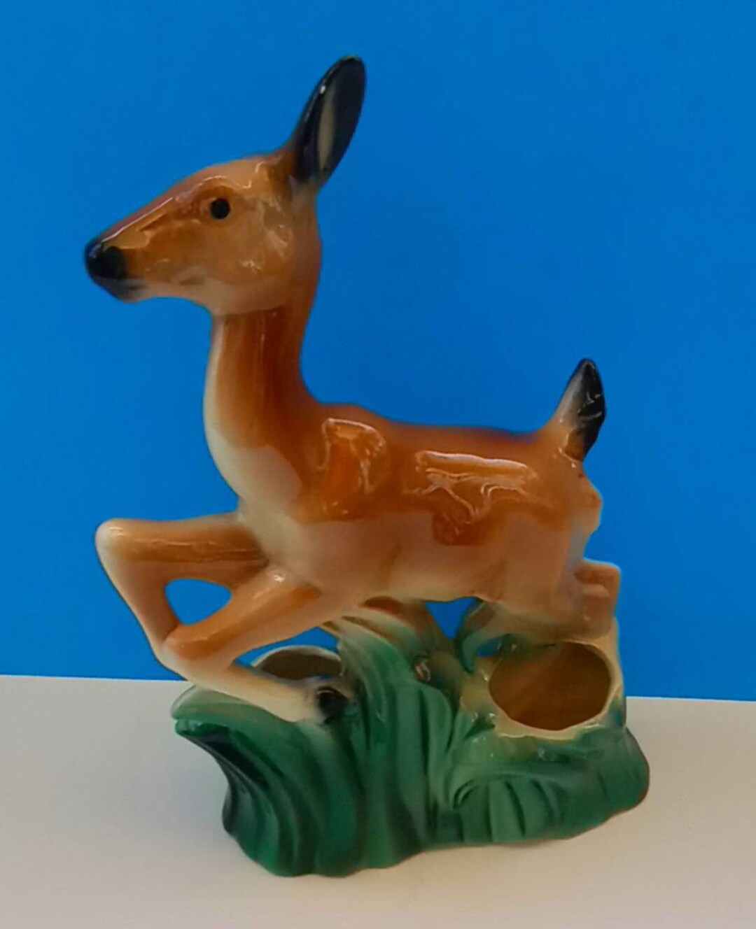 Mid Century Ceramic Deer Planter With Two Planter Holes - Etsy
