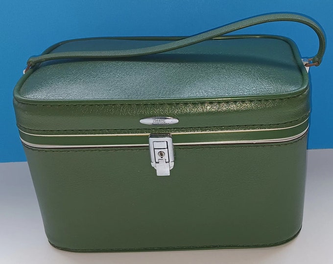Vintage Sears Avocado Green Train Case: 1960s Mid Century Retro - Etsy