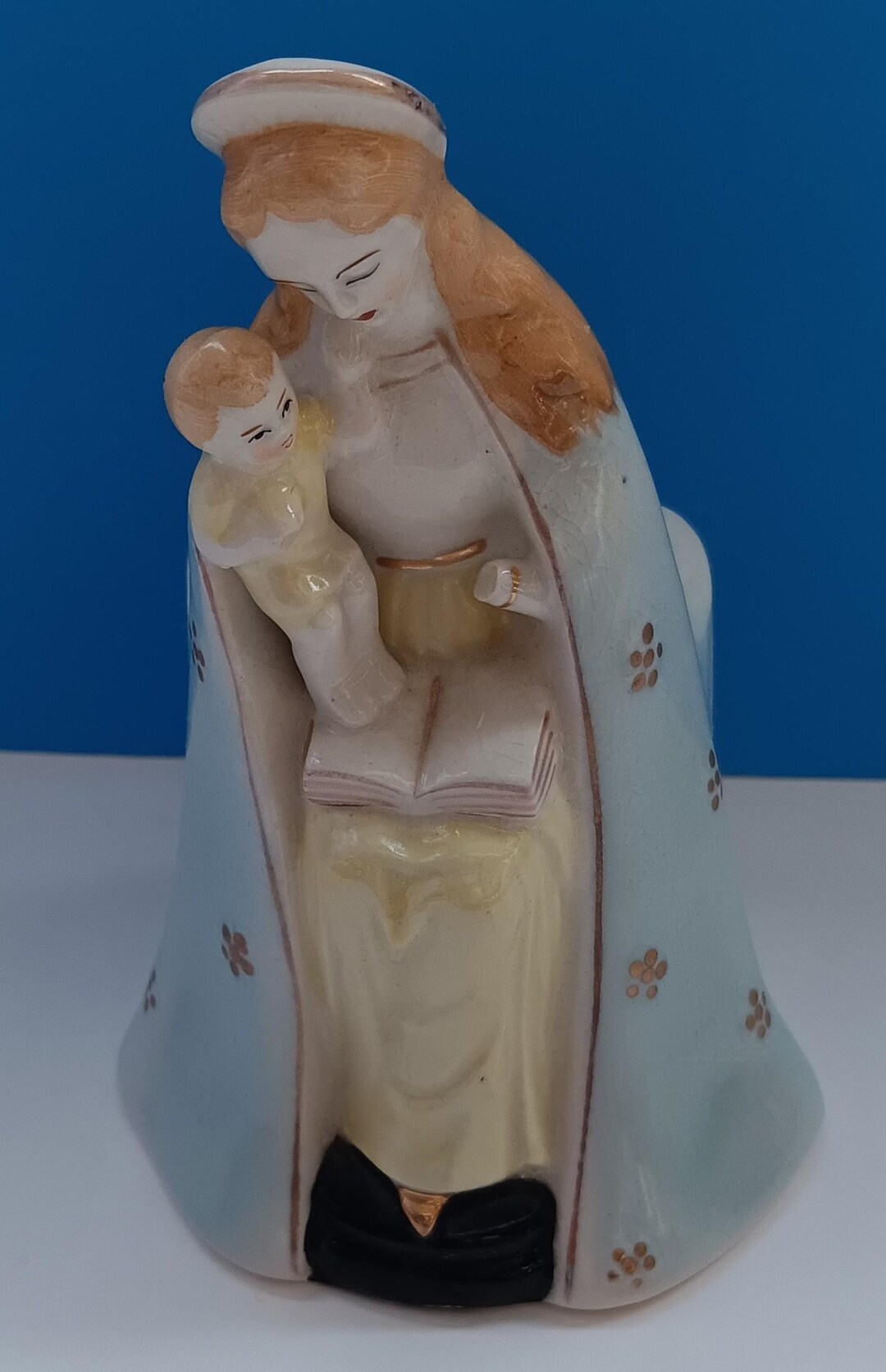 Mid Century Glazed Ceramic Madonna and Child Planter, Vintage Religious ...