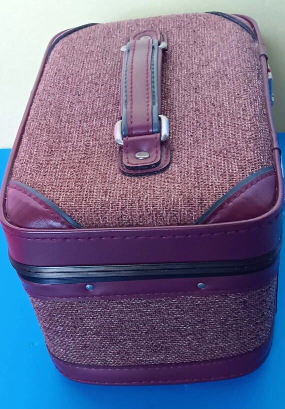 Vintage Tweed/Faux Leather Train Case/Makeup Case, Re… - Gem
