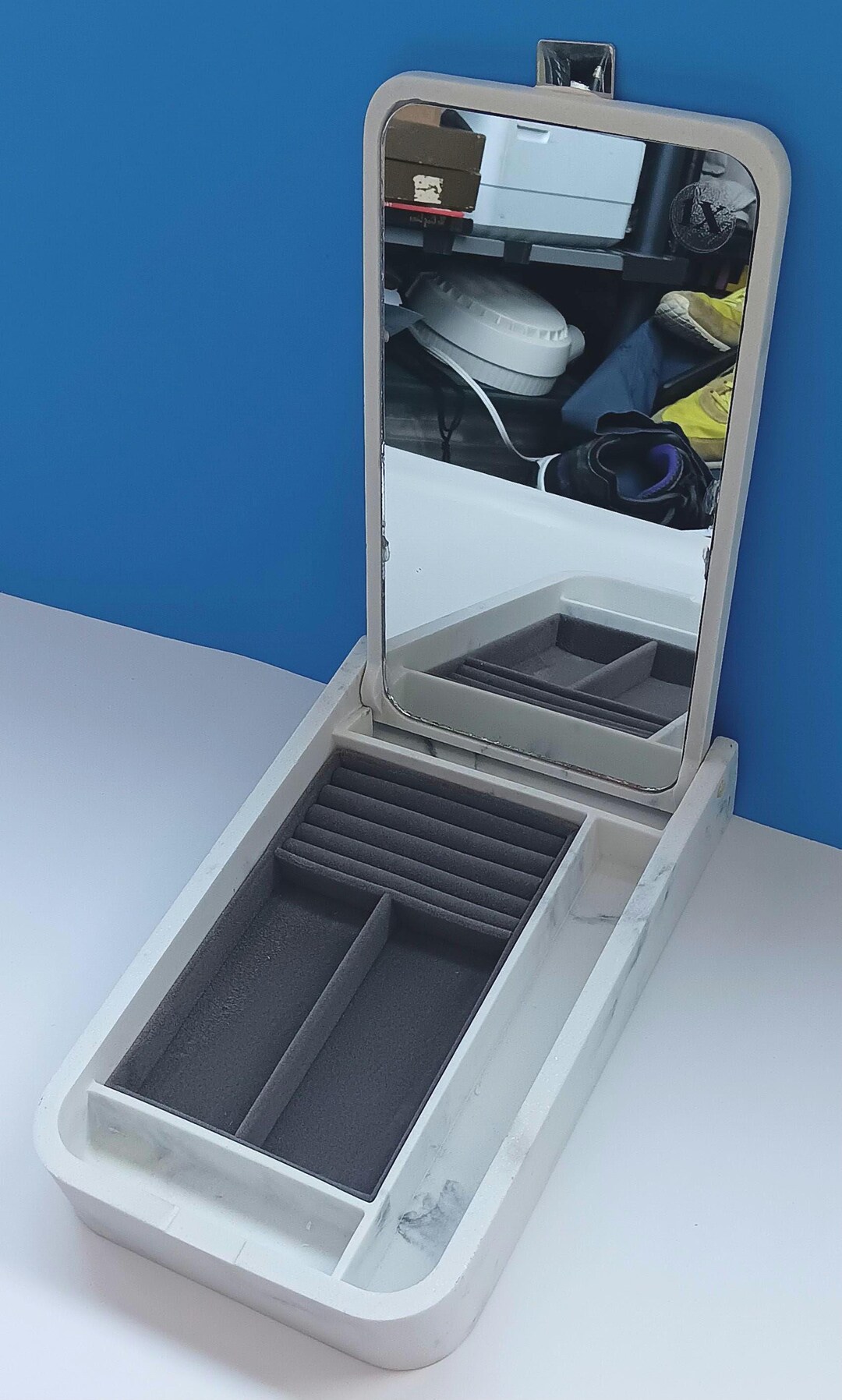 White Marble Jewelry Box With Mirror and Jewelry Storage Tray by Better ...