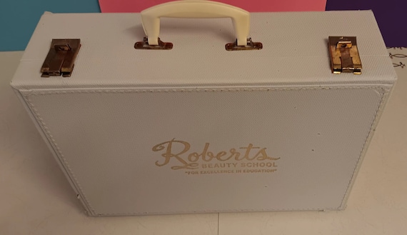 Vintage White Hard Shell Roberts Beauty School Suitca… - Gem
