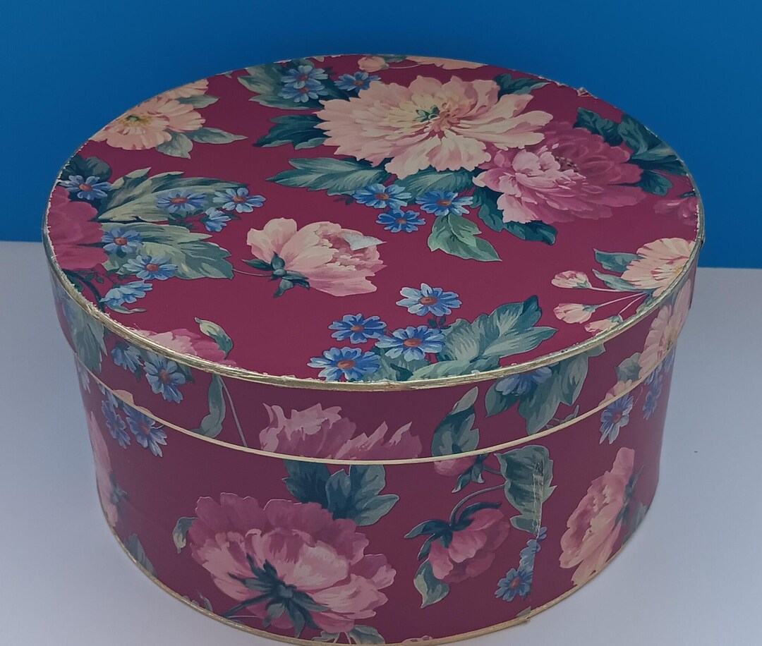 Vintage Floral Cardboard Hat Box: Mid Century Design - Etsy
