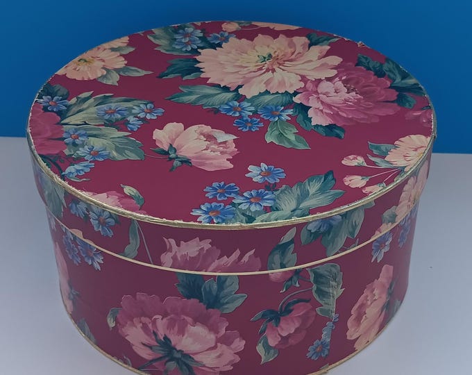 Vintage Floral Cardboard Hat Box: Mid Century Design - Etsy