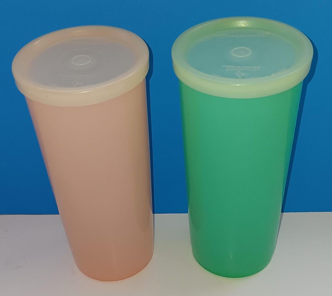 Set of Two Vintage Tupperware Pastel Tumblers With Lids, Collectible ...
