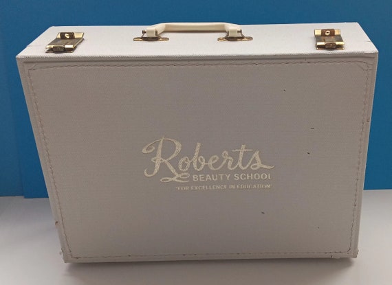Vintage White Hard Shell Roberts Beauty School Suitca… - Gem