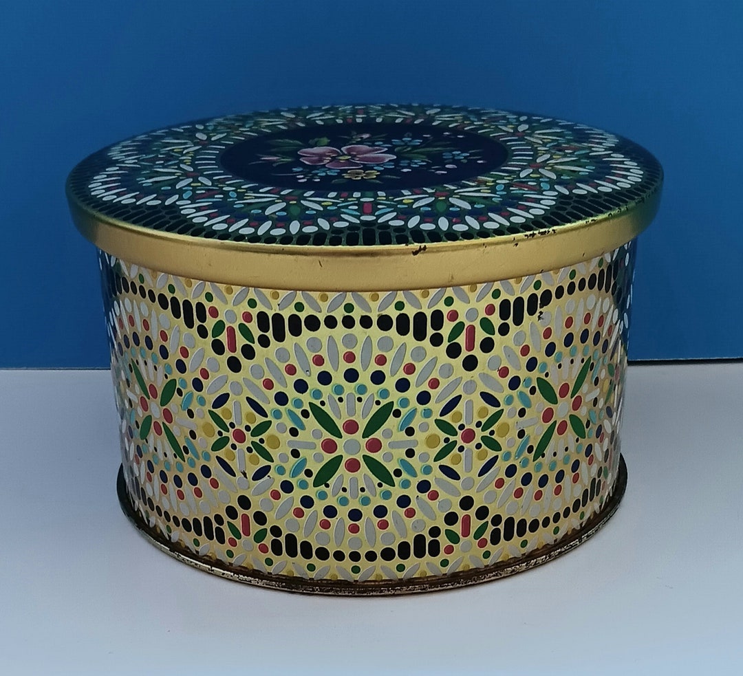 Mid Century Gold Vintage Tin by Guildcraft, Vintage Decorative Tin ...