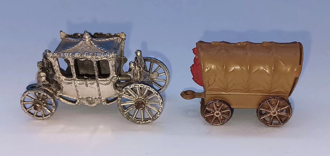 Set of Two Miniature Vintage Cast Metal Figurines, Two Buggies ...