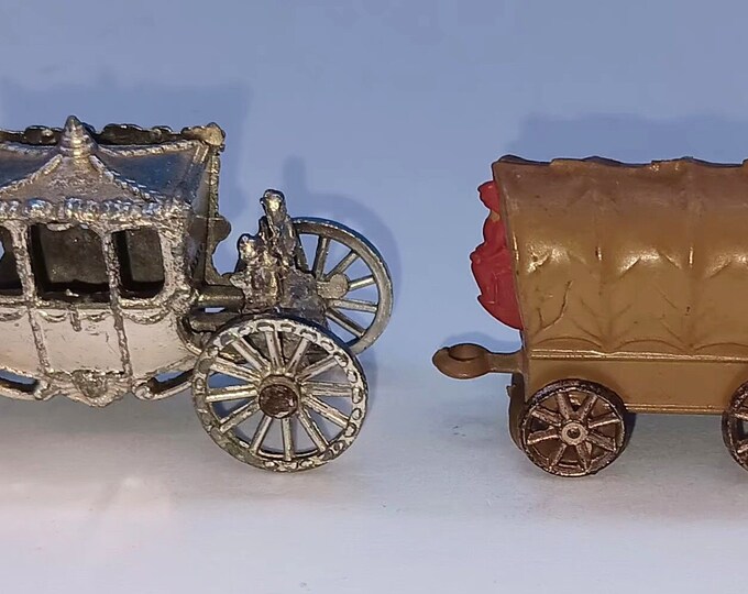 Set of Two Miniature Vintage Cast Metal Figurines, Two Buggies ...