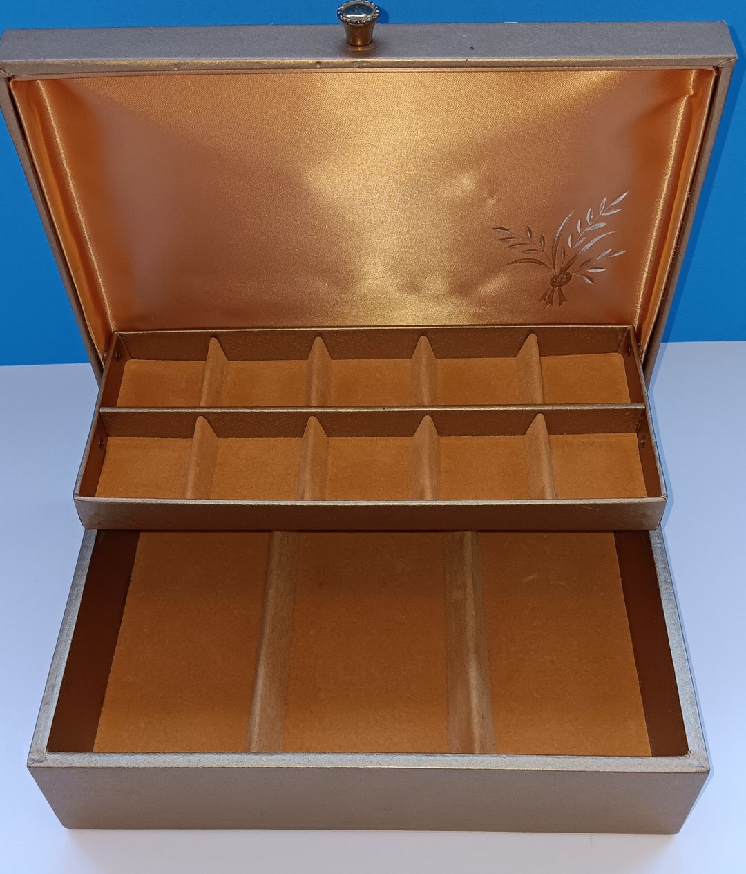 Vintage Lady Buxton Jewelry Box: Two-level Gold Velvet Interior - Etsy