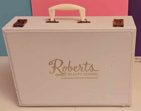 Vintage White Hard Shell Roberts Beauty School Suitca… - Gem