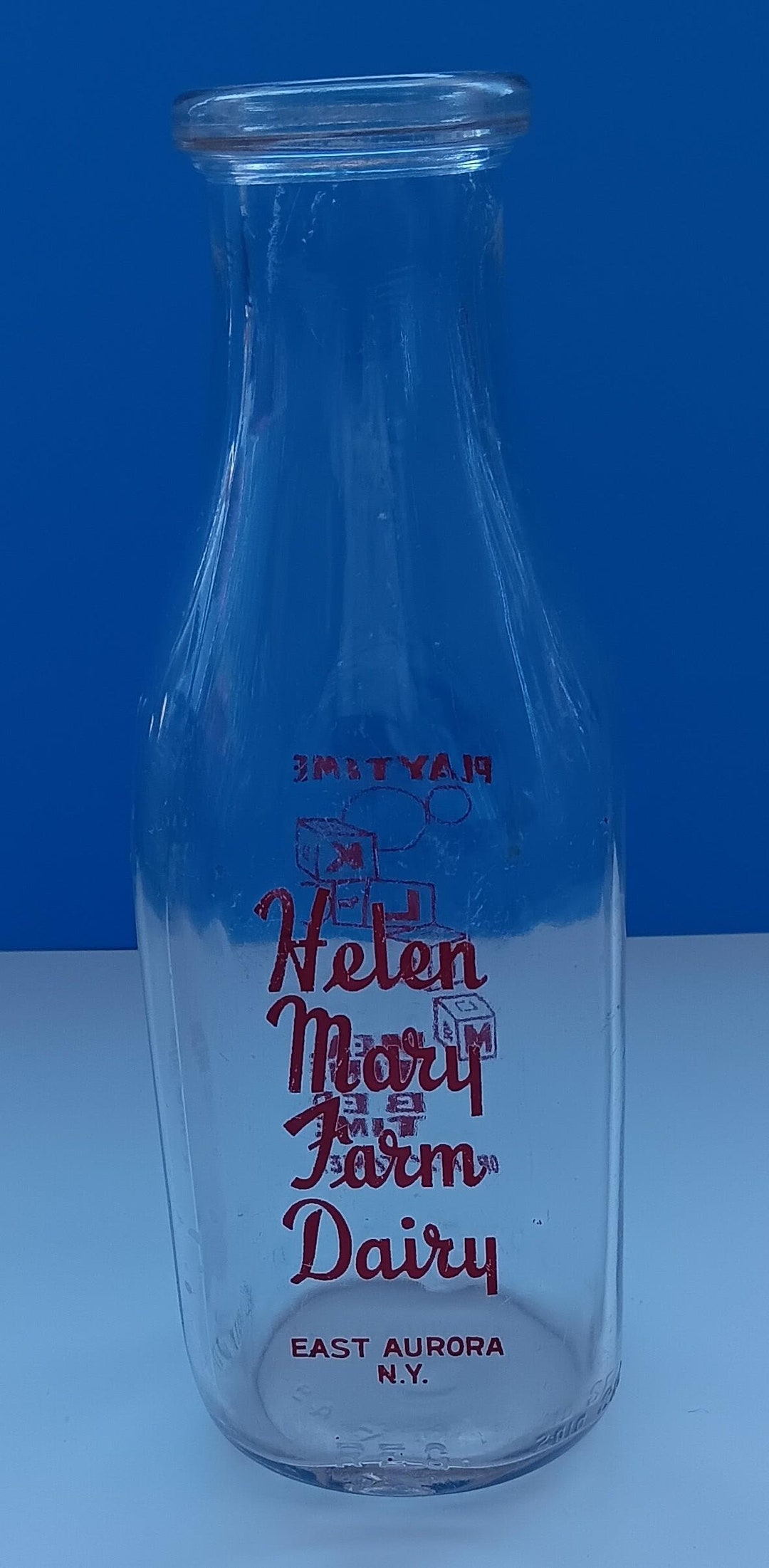 Vintage Glass Milk Bottle Helen Mary Farm Dairy East Aurora NY ...
