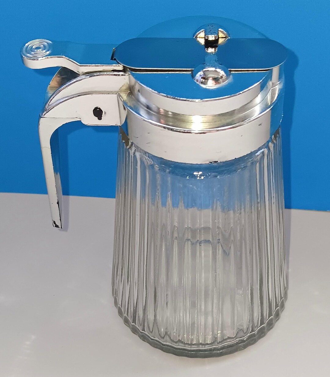 Vintage Log Cabin Glass Maple Syrup Dispenser With Gold Eagle Design ...