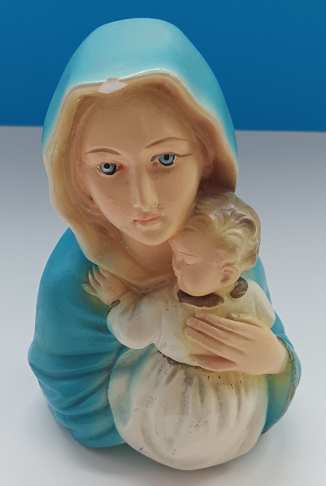 Mid Century Ceramic Madonna and Child Statue, Vintage Virgin Mary and ...