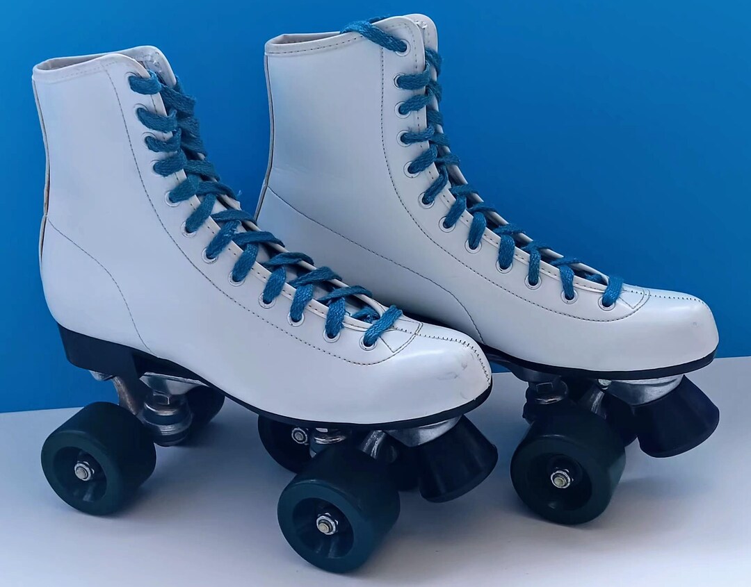 Vintage Womens Size 8 White Leather Roller Skates, Retro Roller Skates ...