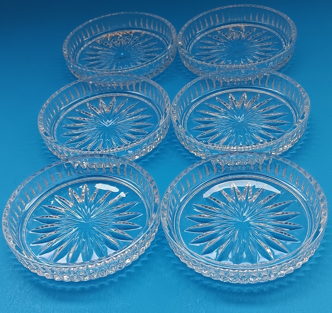 Set of Six Mid Century Round Glass Starburst Coasters, Retro Drink ...