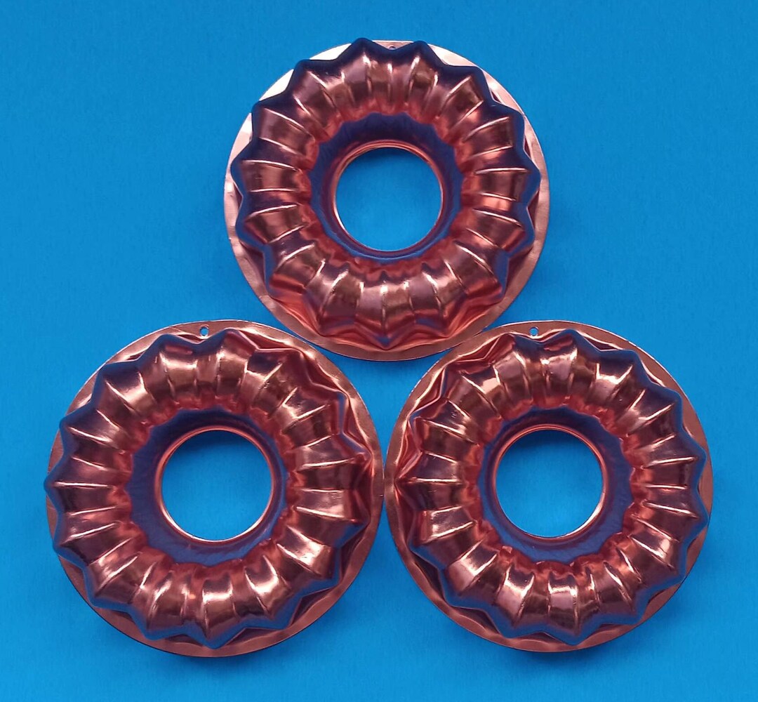 Set of Three Vintage Copper Jello Molds, Vintage Jello Molds, Mini ...
