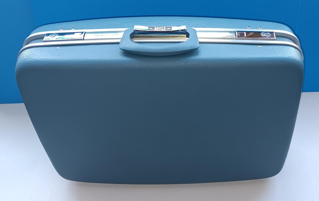 Mid Century Blue Hard Shell Suitcase by Boyle, Vintage Luggage, Retro ...