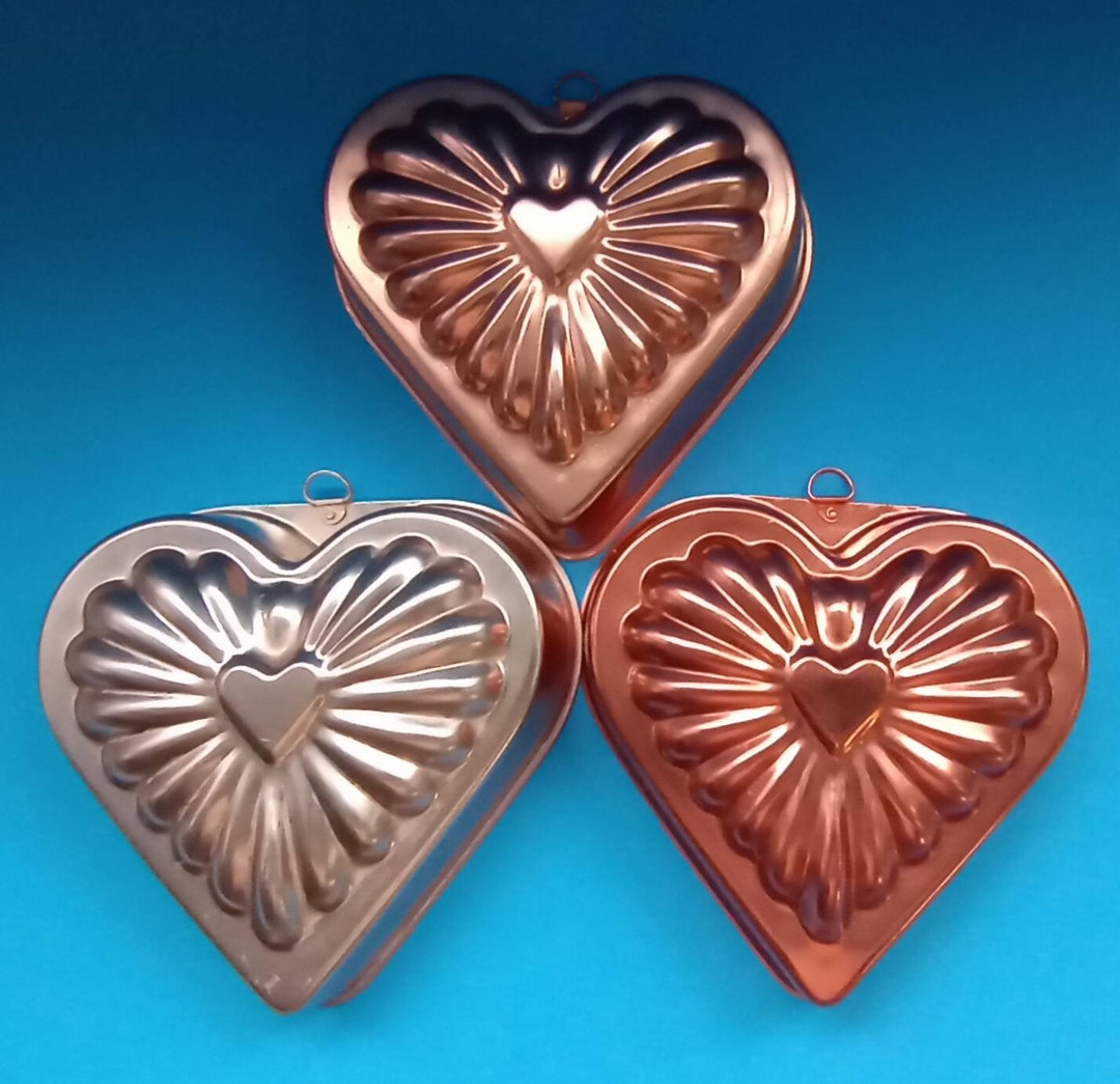 Vintage Copper Heart Jello Mold, One Heart Design Jello Mold, Retro ...