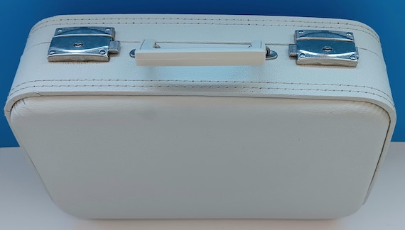 Mid Century Small White Hard Shell Suitcase, Vintage … - Gem