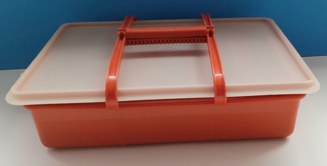 Vintage Tupperware Tuppercraft Orange Storage Caddy Container With ...