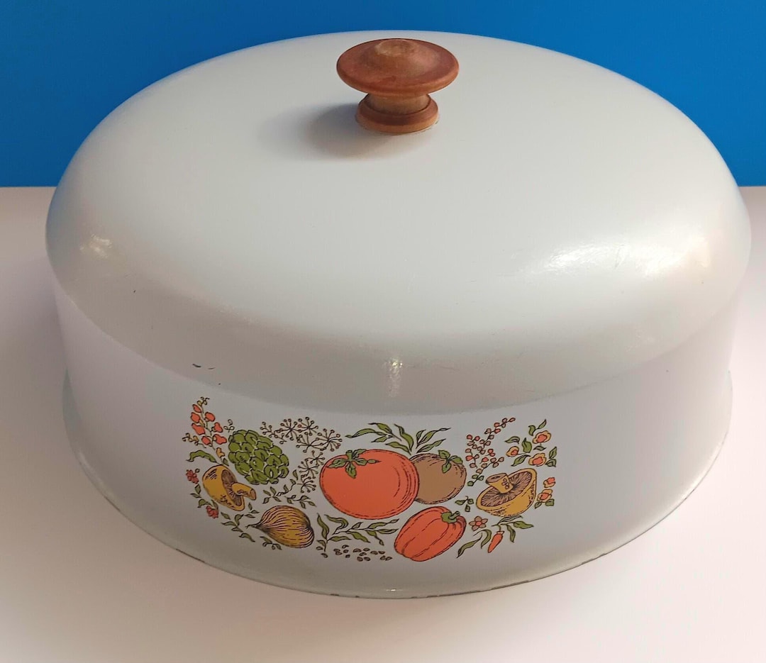 Vintage Kromex Enamelware Spice of Life Cake Cover, Mid Century Kromex ...