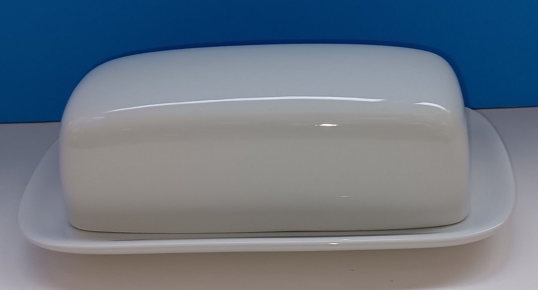 Vintage White Stoneware Butter Dish, Vintage Butter Dish, White Butter ...