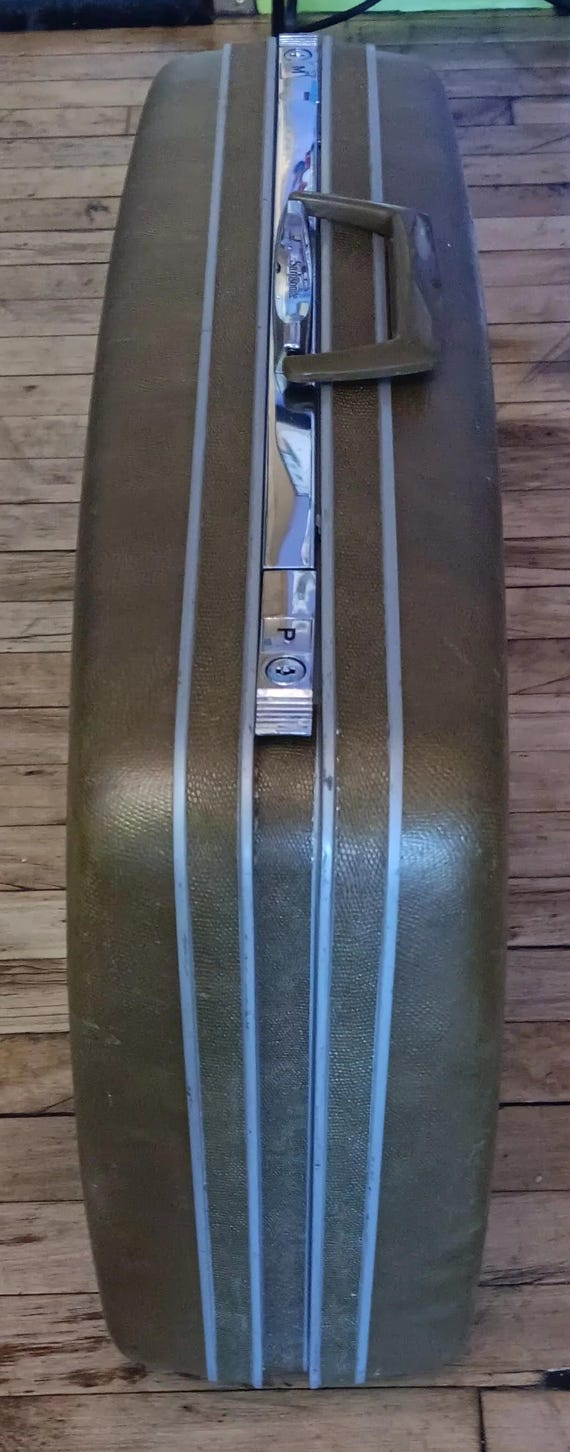 Large Gold Mid Century Samsonite Hard Shell Suitcase… - Gem
