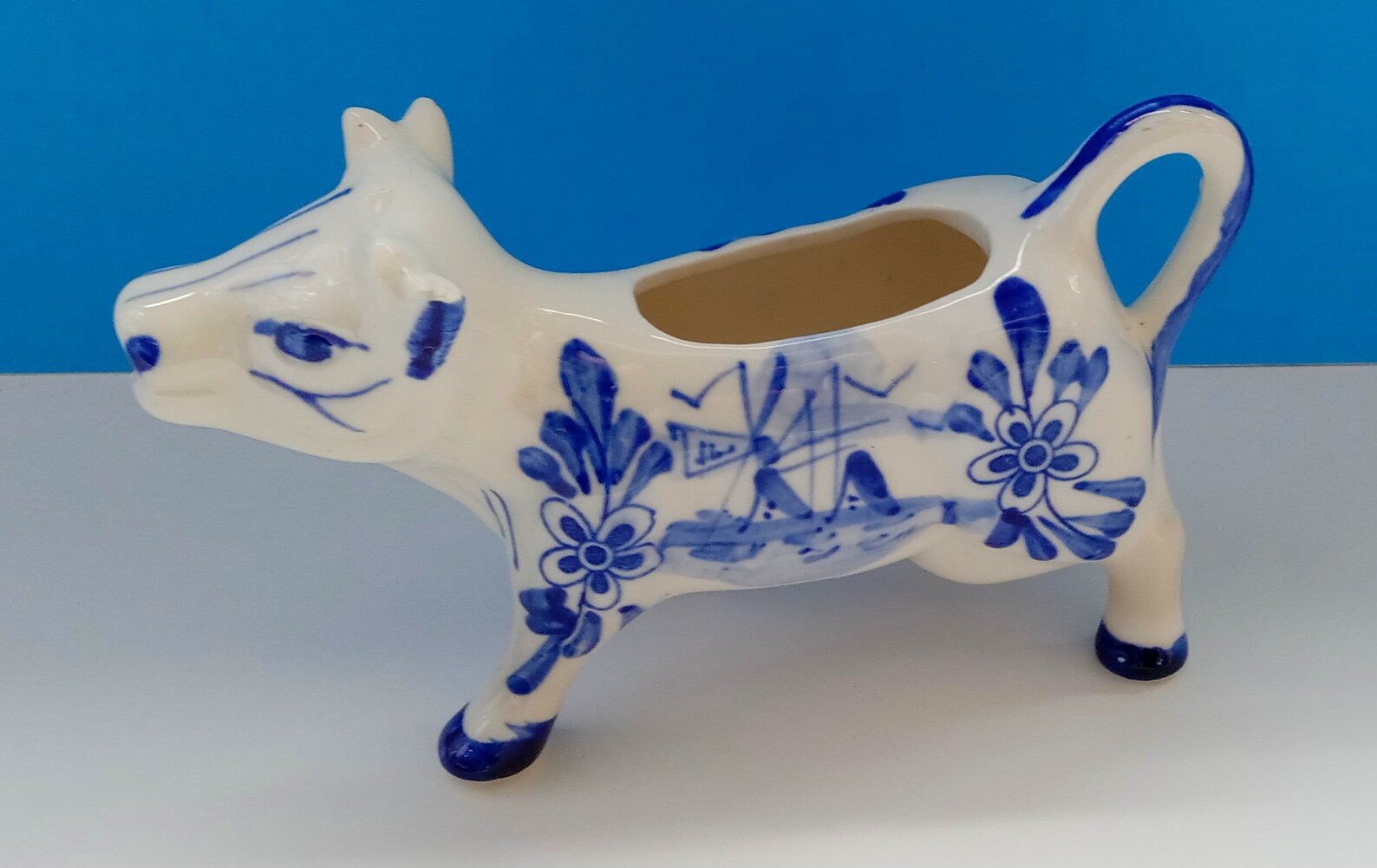 Vintage Ceramic Delft Style Blue and White Cow Creamer Cow - Etsy