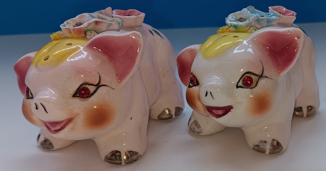 Vintage Ceramic Pig Salt and Pepper Shaker Set Retro Ceramic - Etsy