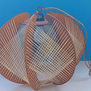 Vintage Scandinavian Wood/raffia Hanging Pendant Lamp, Retro Swag ...