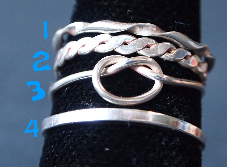 Knot Stacking Ring Set // Twisted Wire Stacking Ring Set // Set of Four Stacking Rings - Etsy