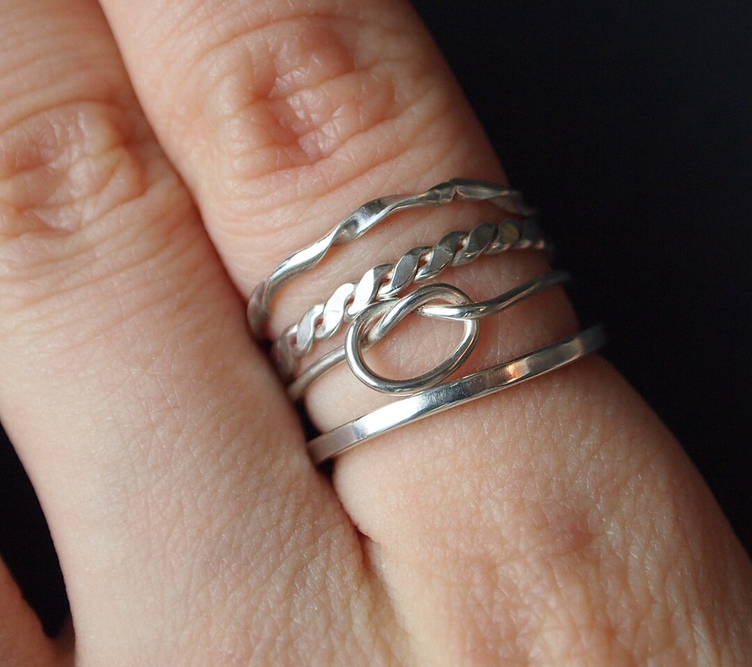 Knot Stacking Ring Set // Twisted Wire Stacking Ring Set // Set of Four Stacking Rings - Etsy
